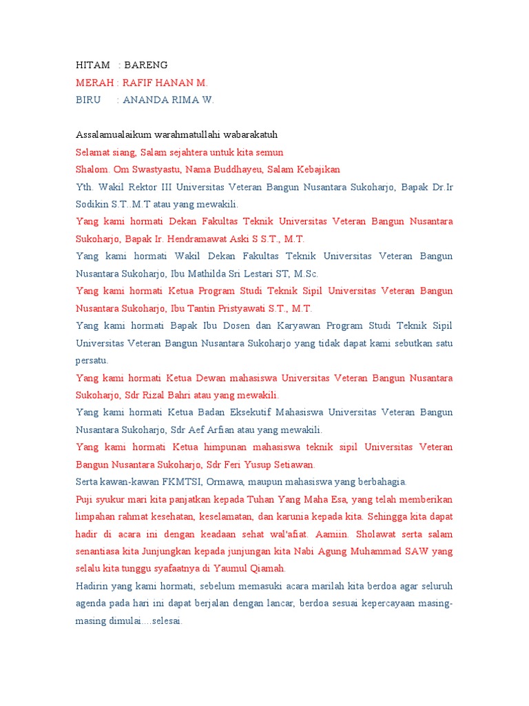 Teks MC Acara Dies Natalis HMTS Ke-30 | PDF