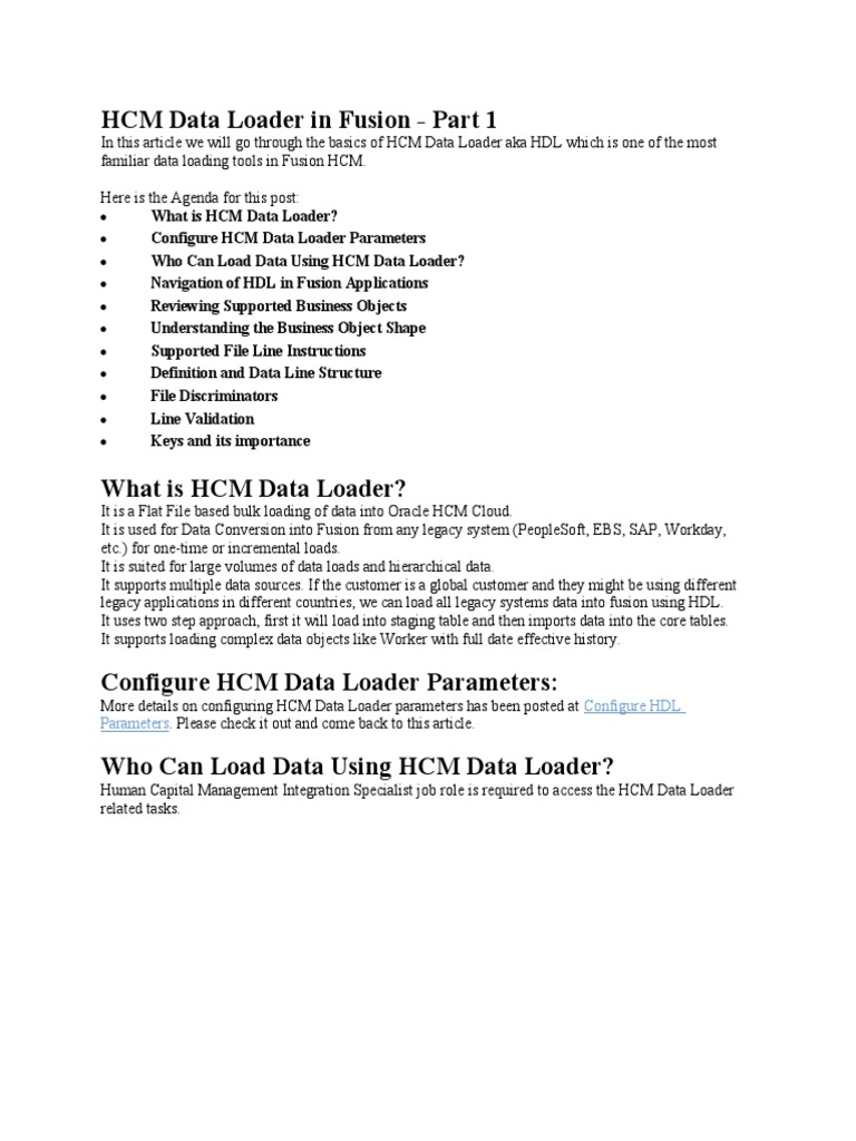 HCM Data Loader in Fusion | PDF