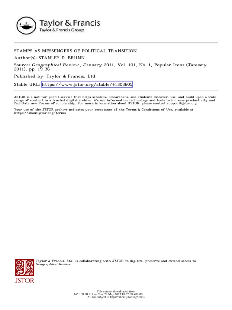 Brunn (2011) STAMPS AS MESSENGERS OF POLITICAL TRANSITION | PDF ...