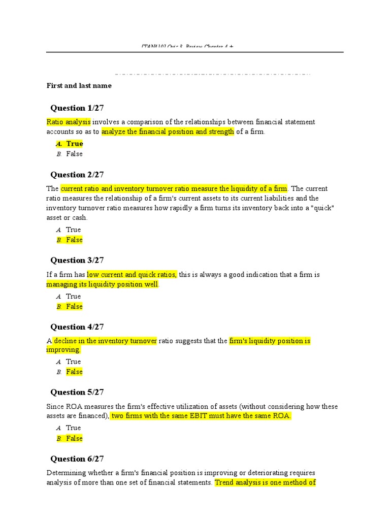 (TAN410) Quiz 3. Review Chapter 4 + Chapter 5 - questions-đã chuyển đổi | PDF | Debt | Equity ...