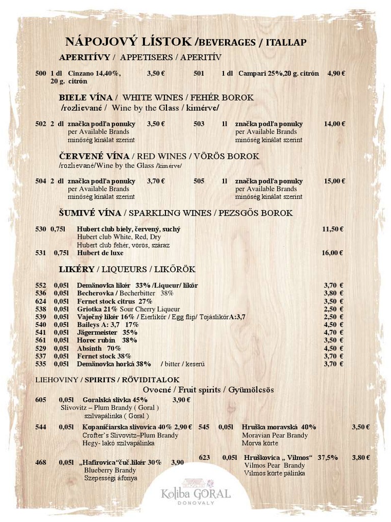 Koliba Menu | PDF