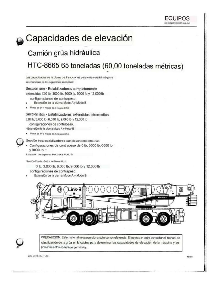 Manual Grua Link Belt Htc 8665 65 Ton Español Pdf