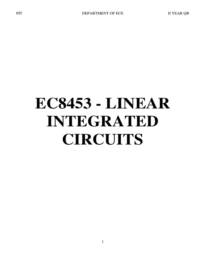 EC8453 Linear Integrated Circuits | PDF | Operational Amplifier | Amplifier