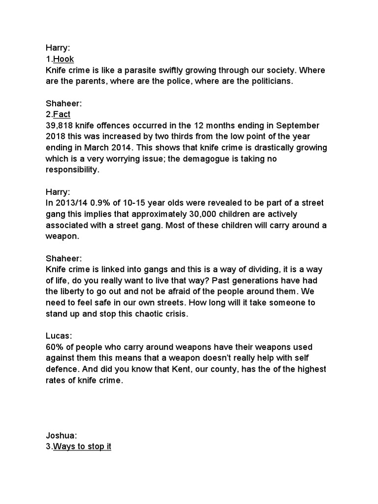 Gang and Knife Crime Speech | PDF