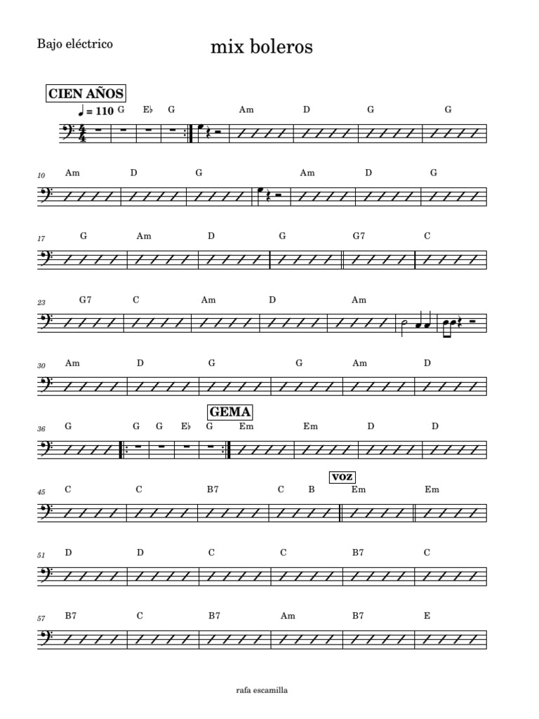 Mix Bolero-Bajo Eléctrico | PDF