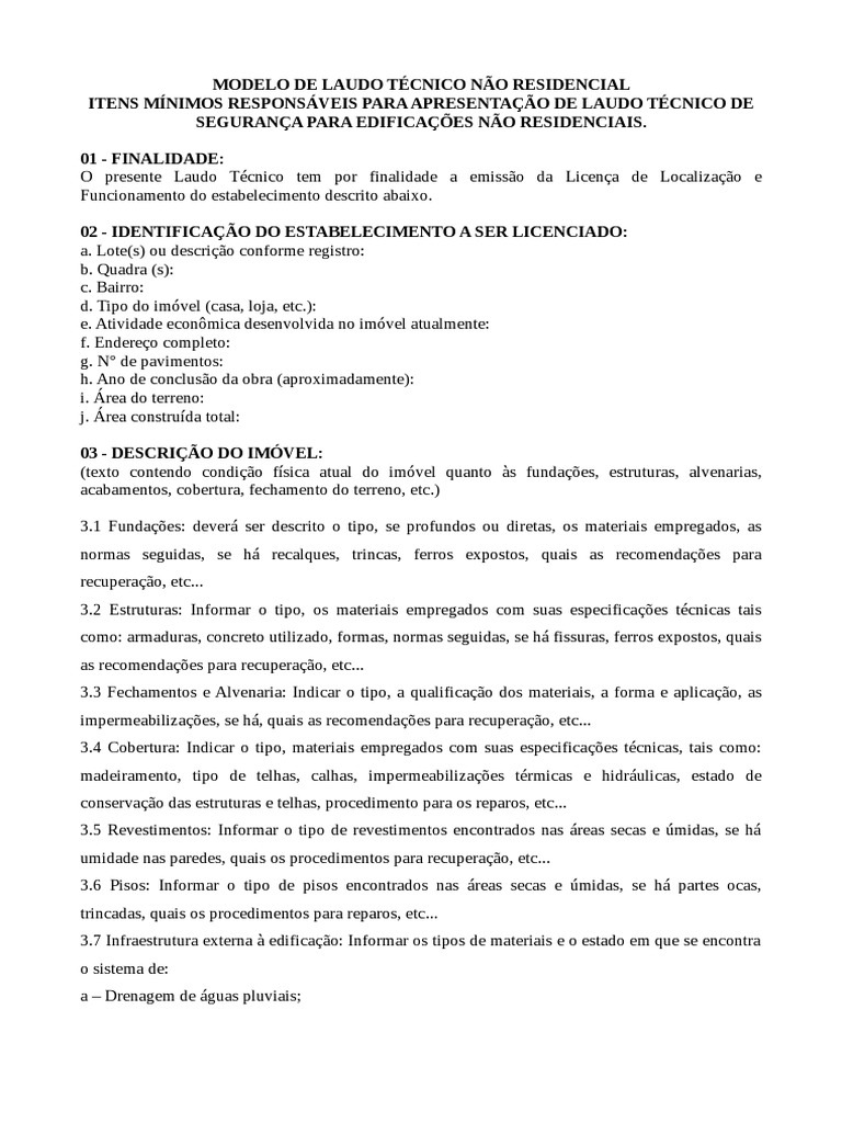 Modelo de Laudo Técnico Oficial | PDF