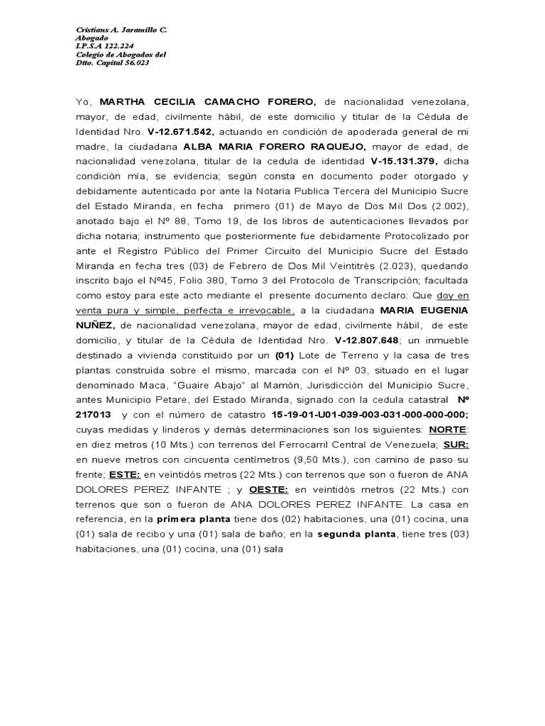 Compra Venta Inmueble con Apoderado | PDF | Ley común | Justicia