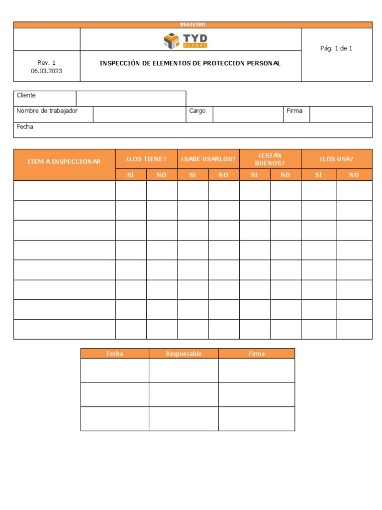Check List Inspección de EPP | PDF