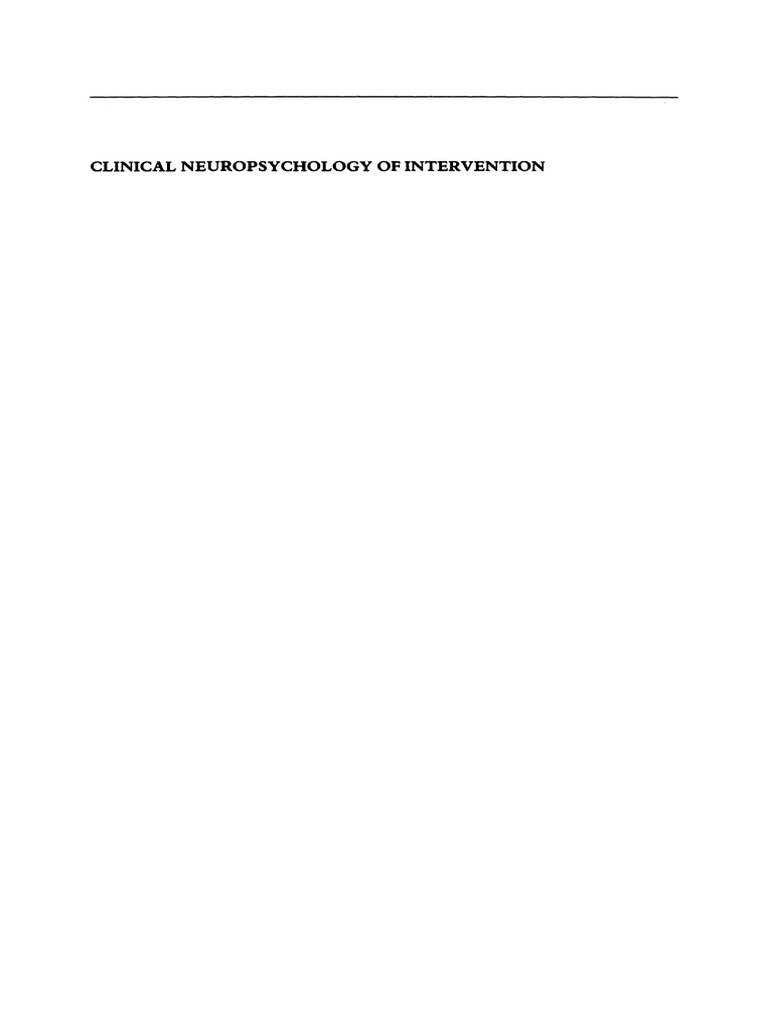 Clinical Neuropsychology of Intervention (1986) | PDF