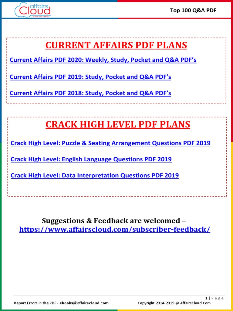 2 Q&A PDF Top 100 - February 2020 by AffairsCloud | PDF