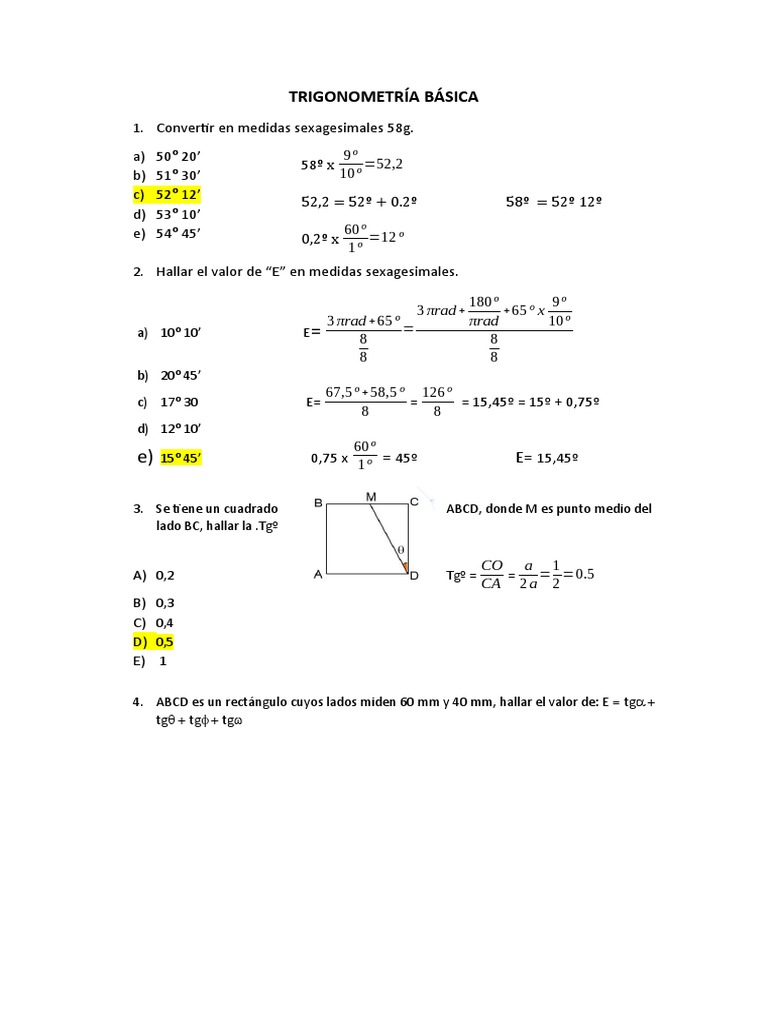 TRIGONOMETRÍA BÁSICA | PDF
