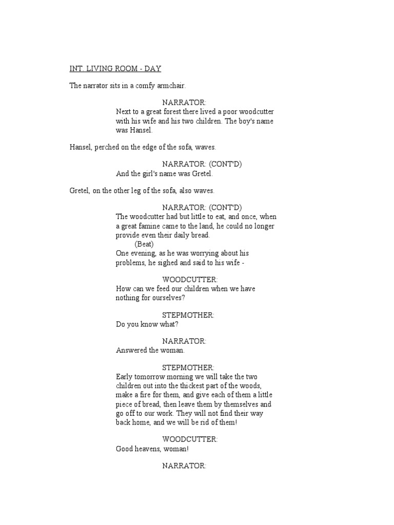 Hansel and Gretel Storyteller Script | PDF