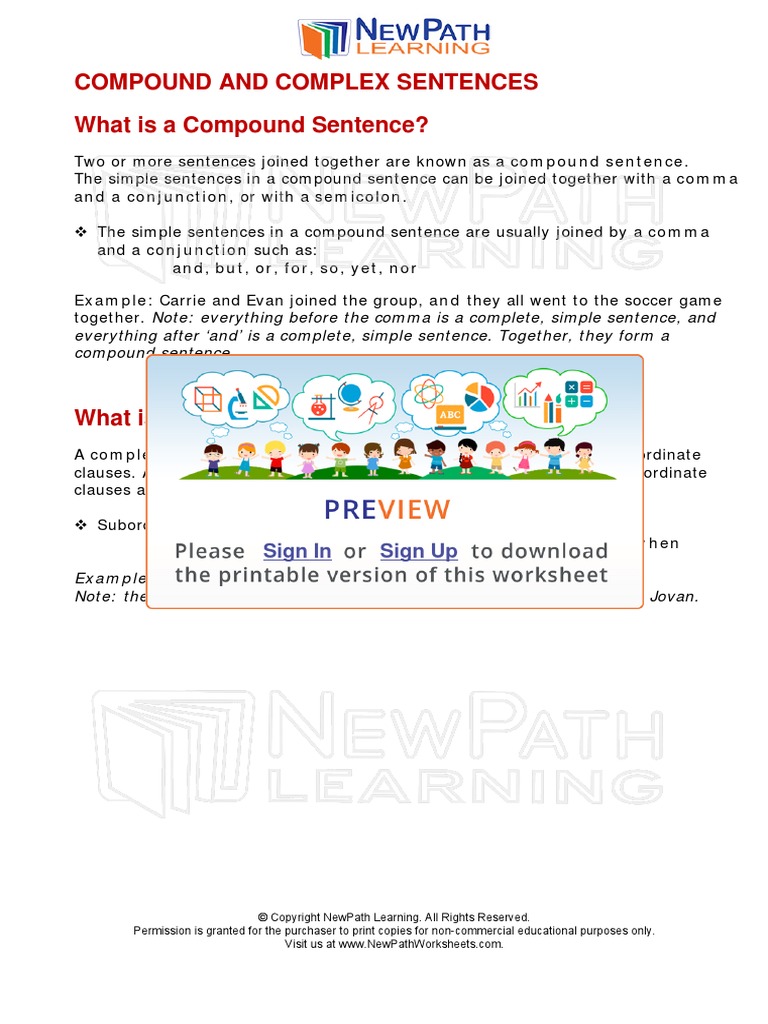 Study Guide Ela Grade 8 Compound and Complex Sentences | PDF