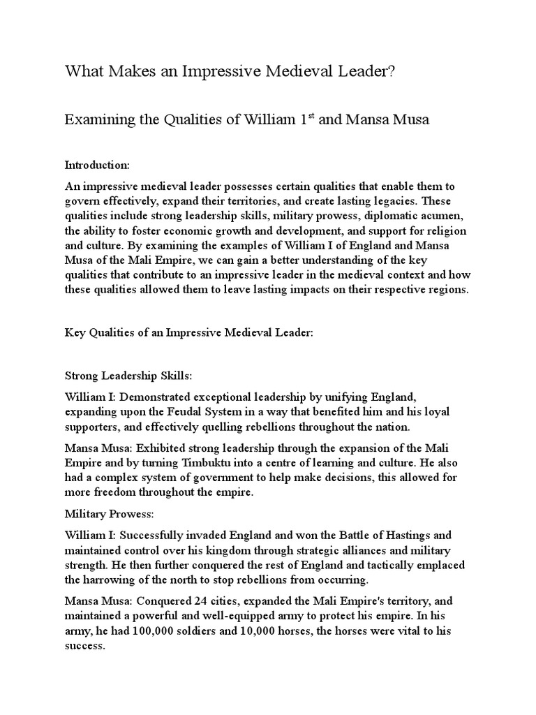 What Makes An Impressive Medieval Leader | PDF | Leadership