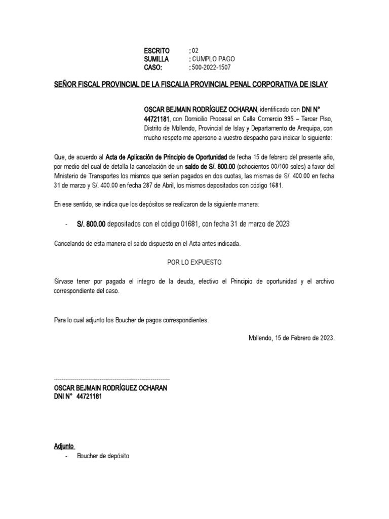 Escrito Fiscalia 2 | PDF