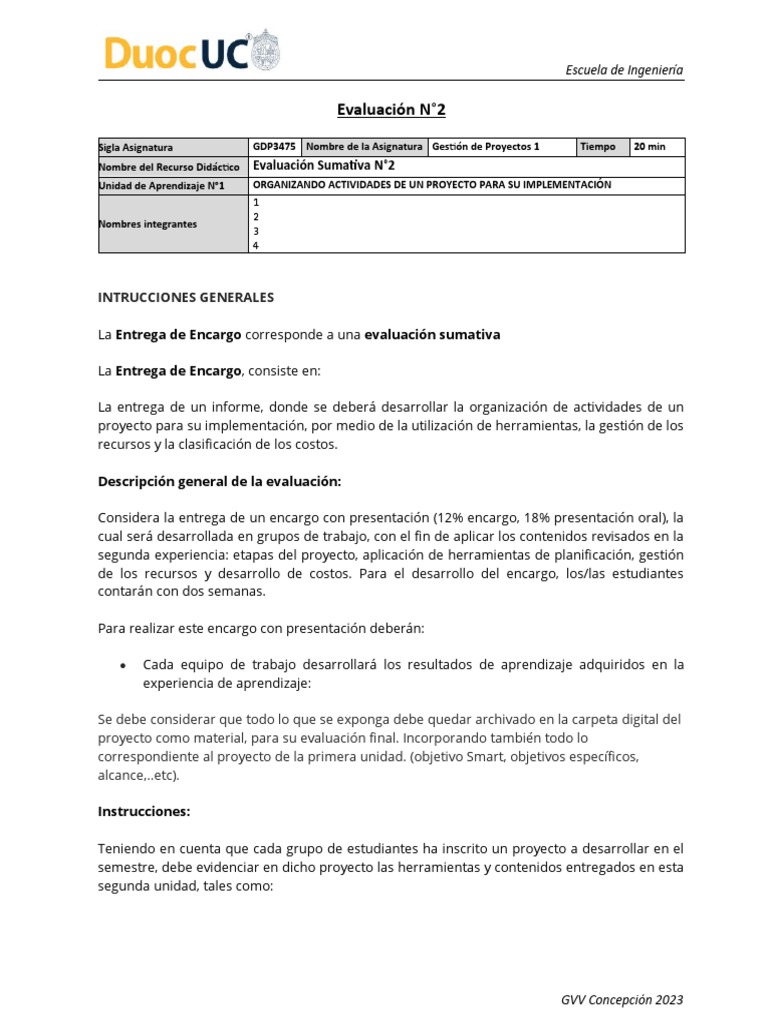 EVA2 Gestión de Proyectos | PDF | Negocios | Arte