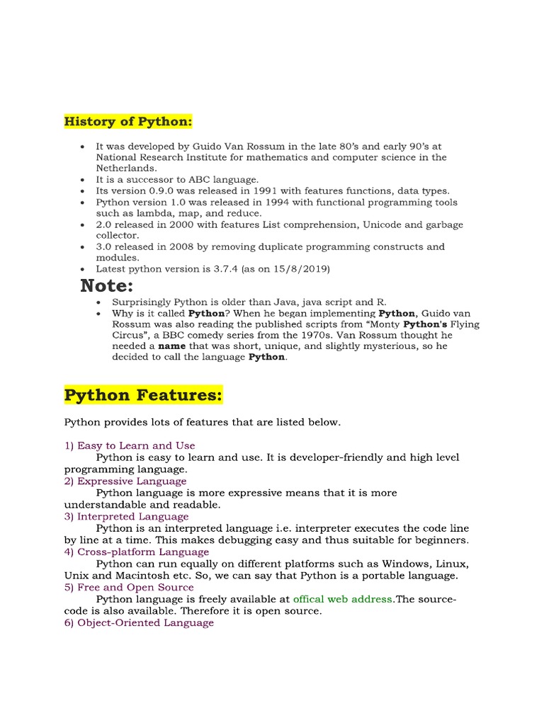 Python Full Notes Units-1,2&3 | PDF