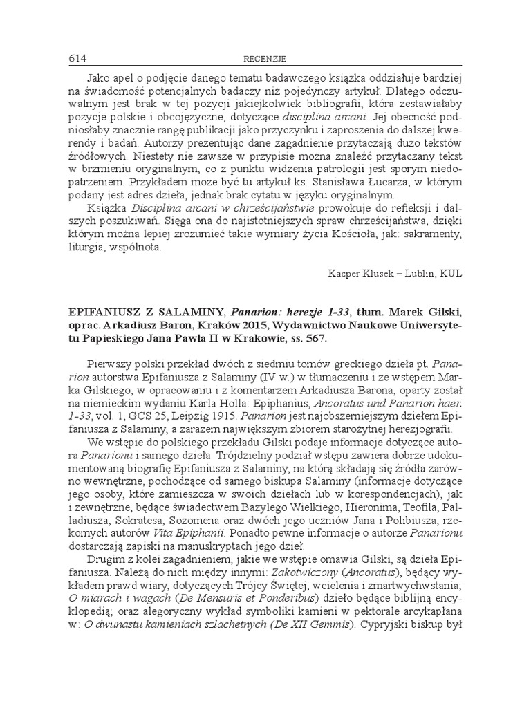 Epifaniusz Z Salaminy Panarion Here | PDF