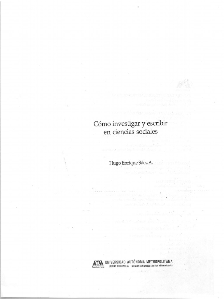 Hugo Saéz Como Investigar y Escribir en Ciencias Sociales | PDF | Science
