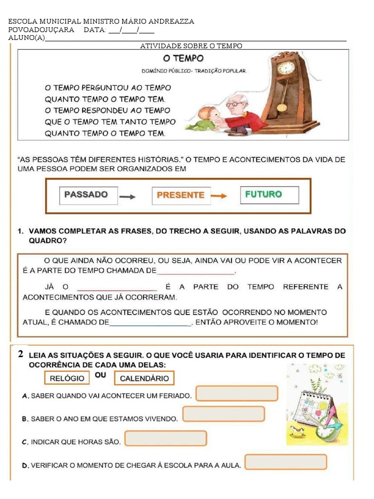 Atividades Sobre Tempo | PDF