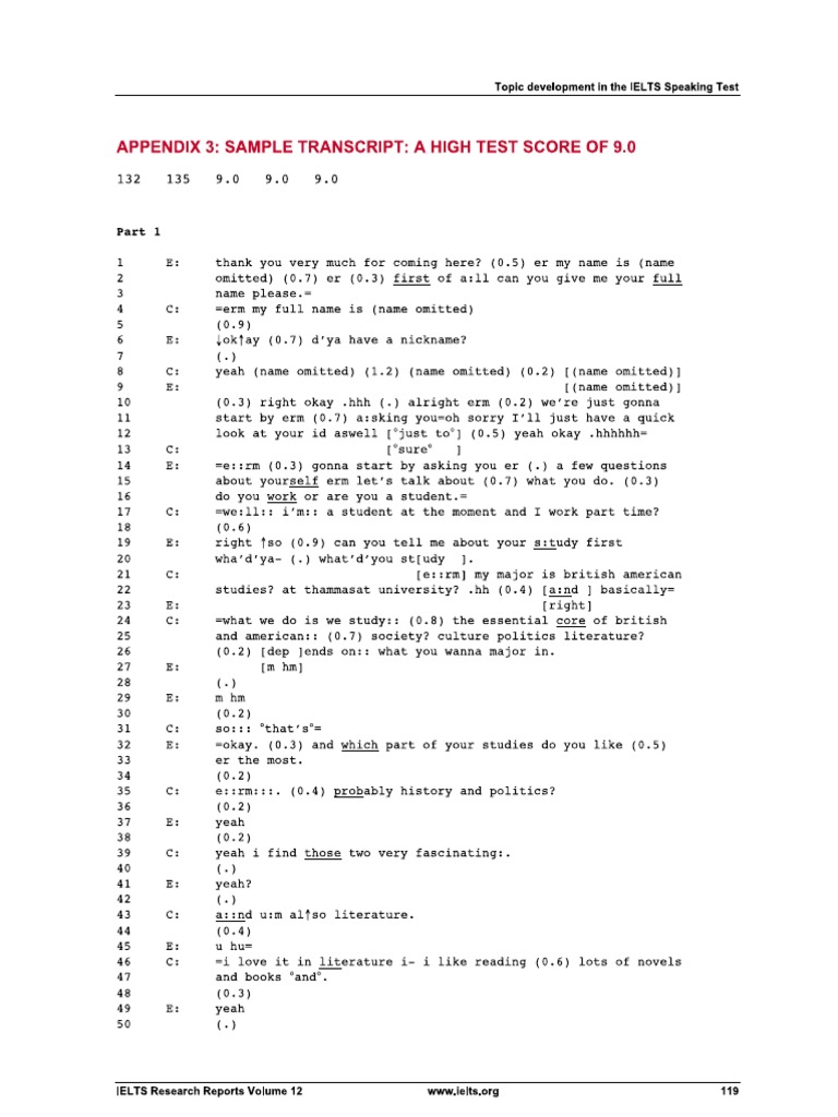 Sample Transcript For Speaking | PDF