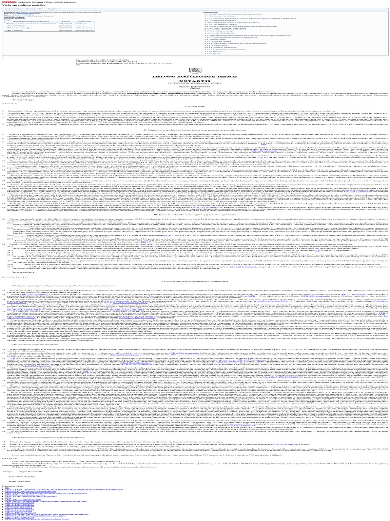 Lietuvos Aukščiausiasis Teismas Nutartis: Vieša Sprendimų Paieška | PDF