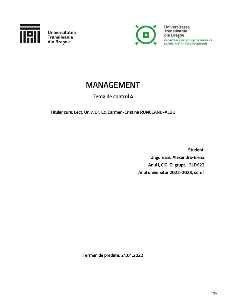 Tema 4 Management UNITBV | PDF
