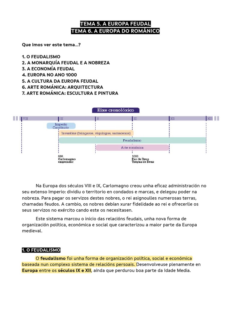 Ud5. a Europa Feudal. Ud6. a Europa Do Románico (Teoría Subliñado)(4) | PDF
