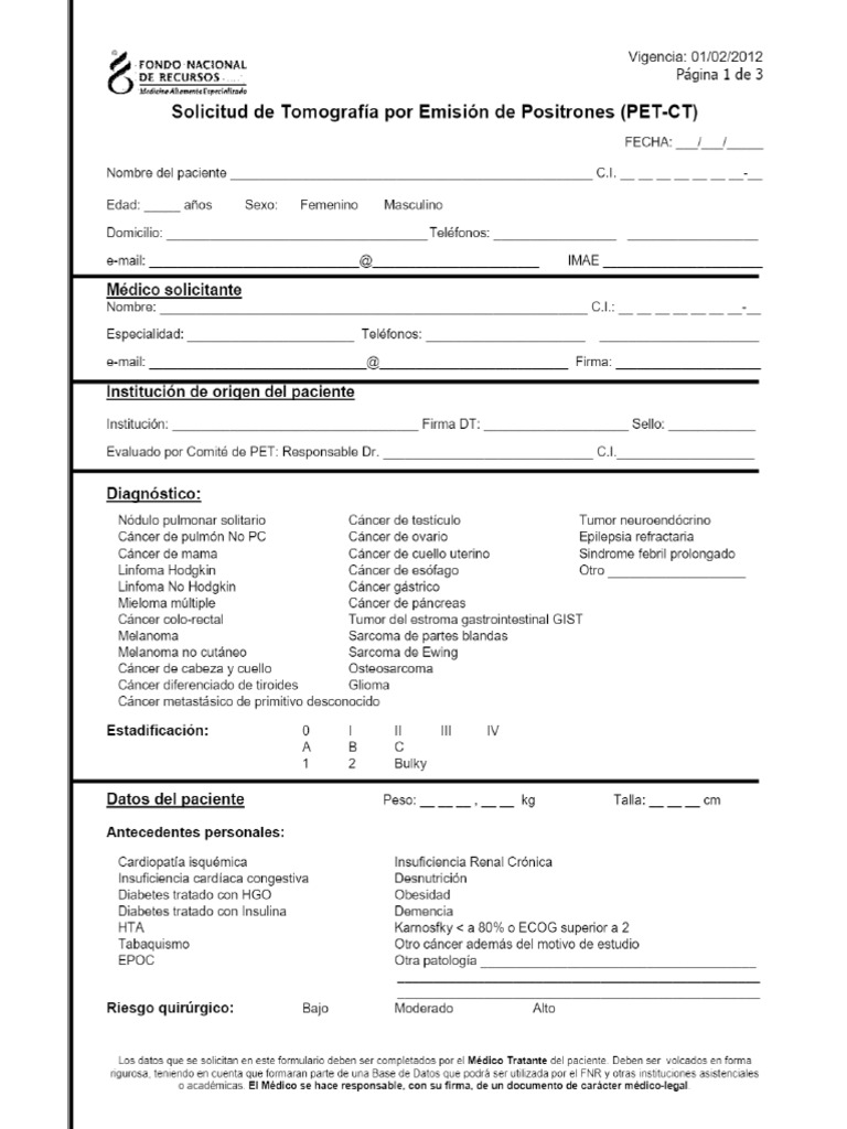 Solicitud de Tomografía Por Emisión de Positrones (PET-CT) - Repaired | PDF