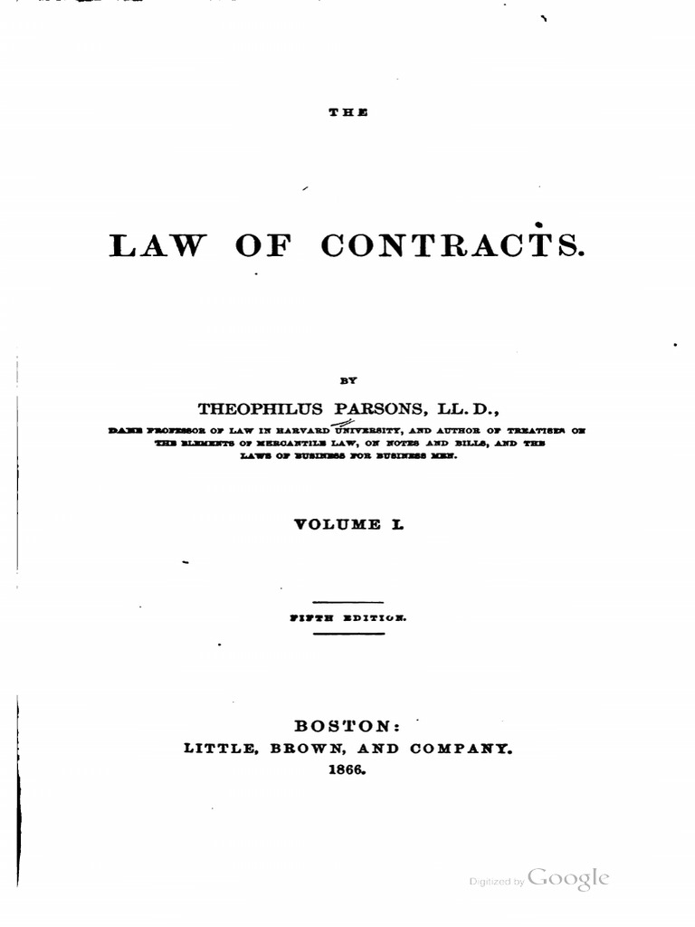 Parsons Law of Contracts | PDF