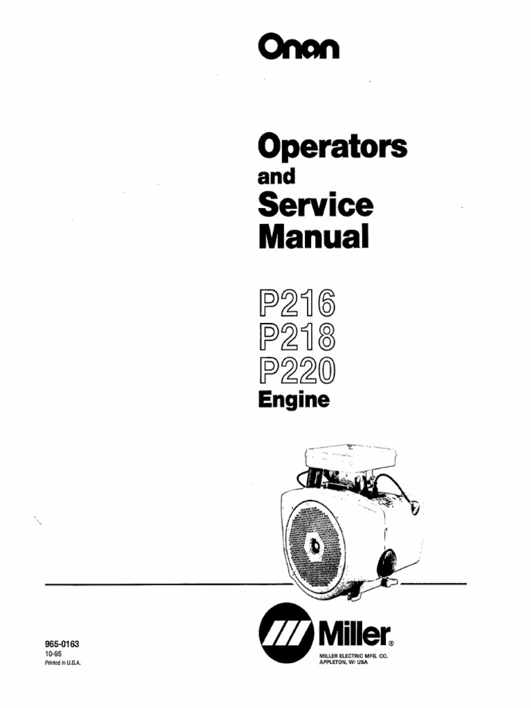 Onan P216 P218 P220 Operators and Service Manual 965-0163 | PDF