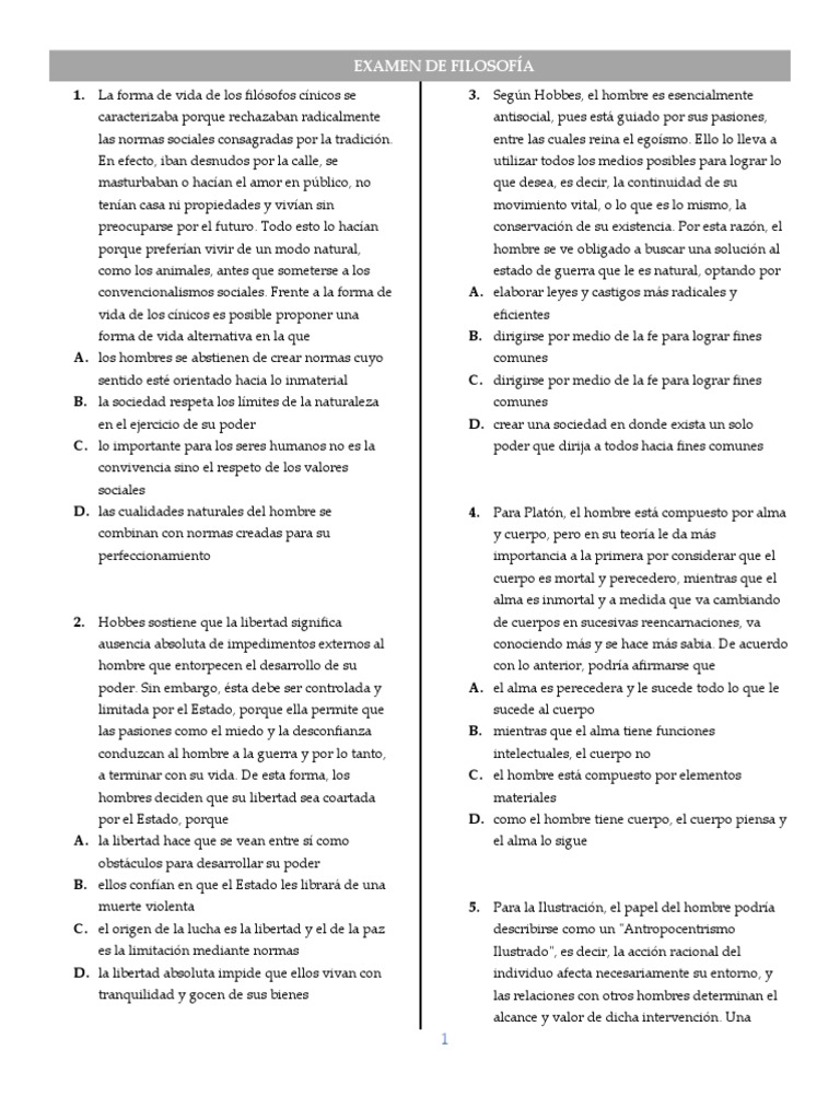 Examen de Filosofía | PDF | Conocimiento | Empirismo