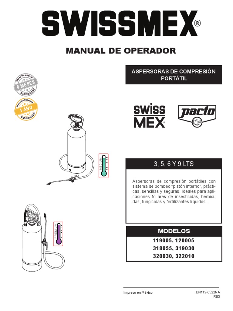 Manual Aspersoras Swissmex 3-9L | PDF | Tanques | Agua