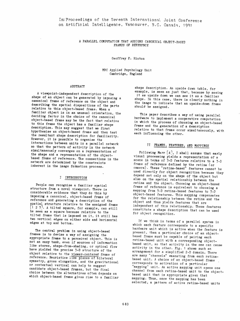1981 A Parallel Computation That Assigns Canonical Object-Based Frames of Reference | PDF