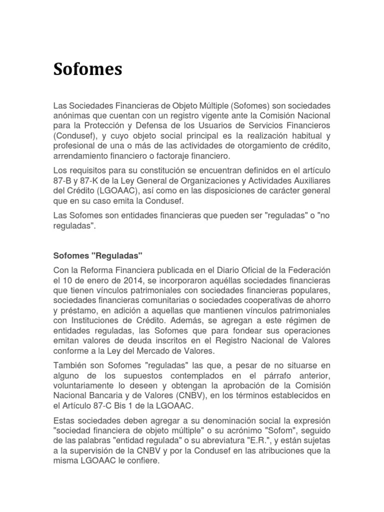 Sofomes | PDF | Bancos | Economias