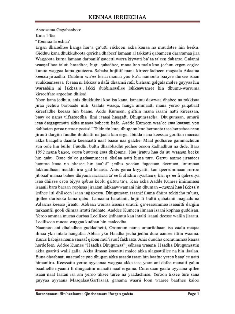 kennaa Irreechaa | PDF