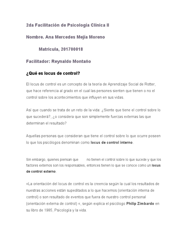 Qué Es Locus de Control | PDF