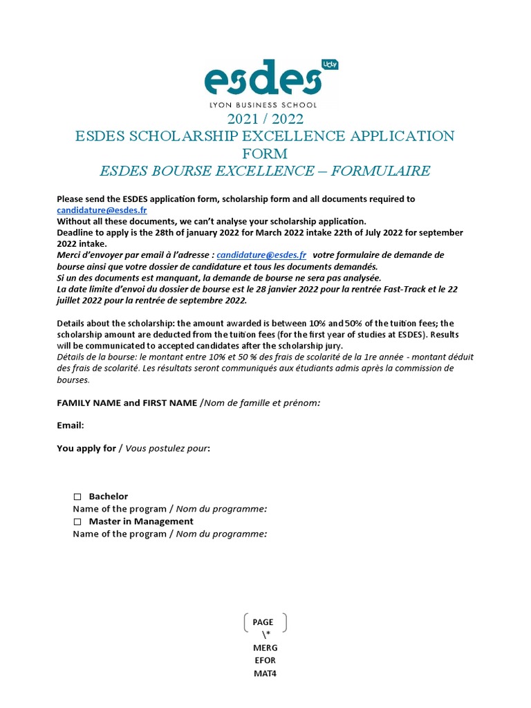 Scholarships Form 2021 2022 | PDF