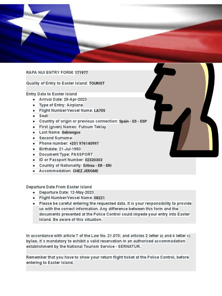 Rapa Nui Entry Form Confirmation | PDF | Law