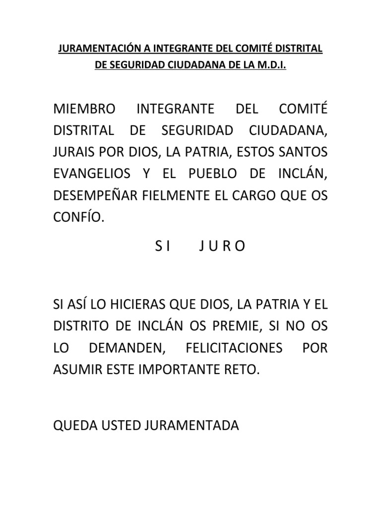 Actos de Juramentacion Codisec | PDF | Religión y espiritualidad