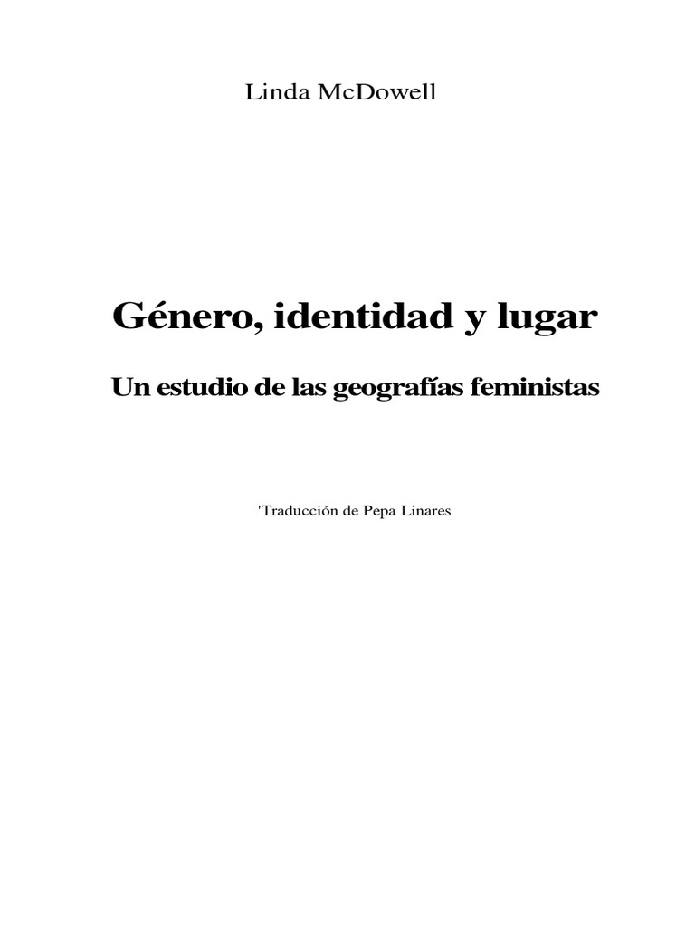 El Género y El Lugar - Linda McDowell | PDF | Globalización | Geografía