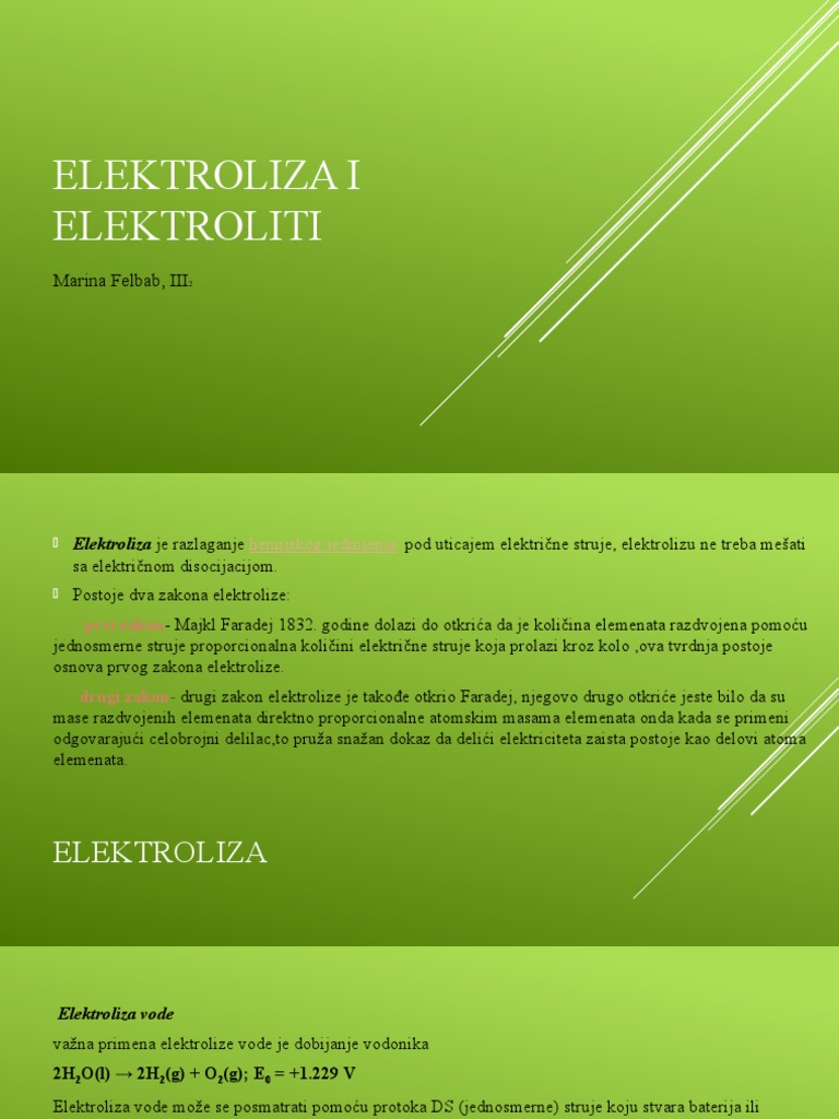 elektroliza i elektroliti | PDF