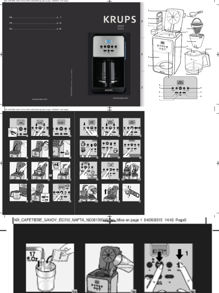 Manual Cafetera Krups Savoy EC312050 | PDF | Ac Power Plugs And Sockets | Coffee