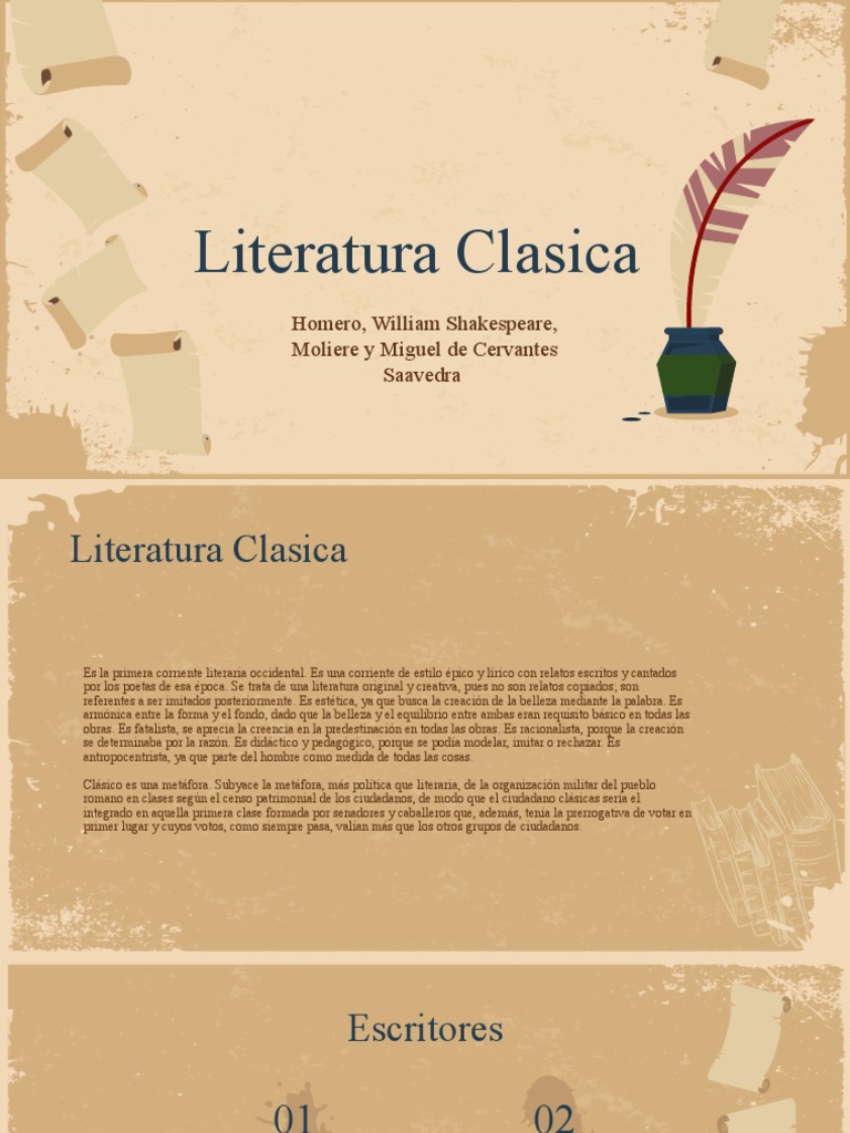 Literatura Clasica, Presentacion | PDF | Homero | Miguel De Cervantes