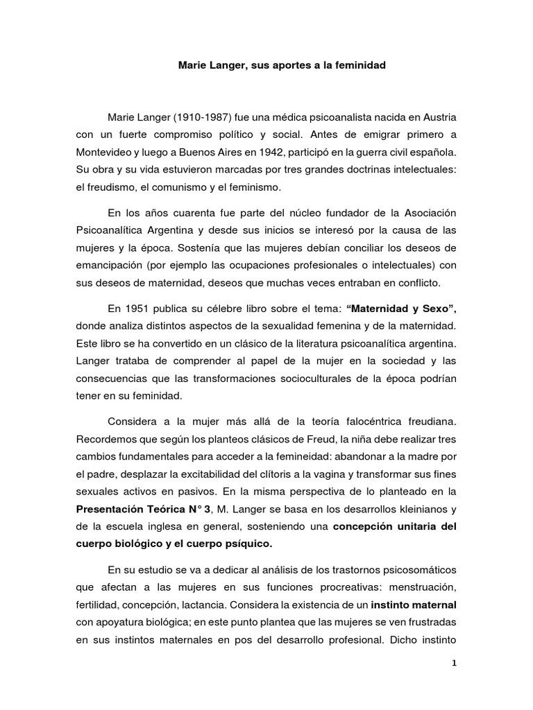 Marie Langer | PDF