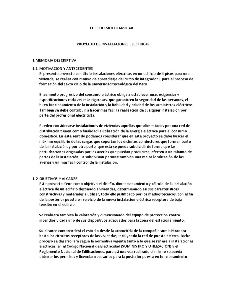 Proyecto Edificio Multifamiliar Integtrador | PDF | Cableado eléctrico | Ingenieria Eléctrica