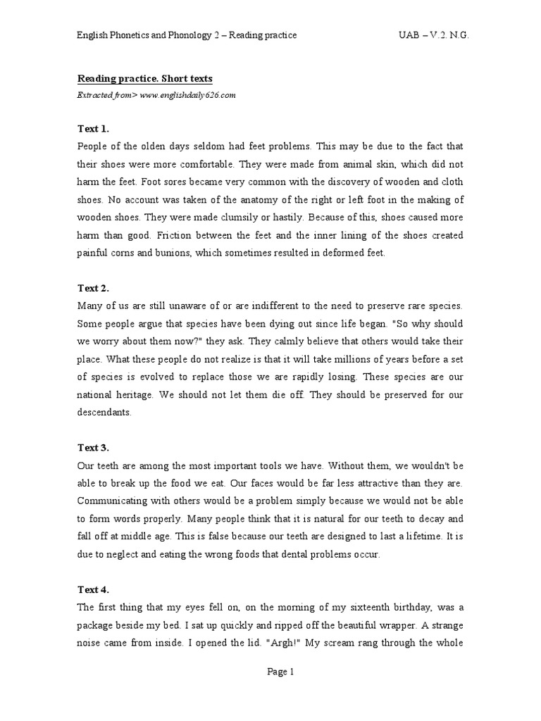 EPP2 - Reading Practice - Orthographic Texts - V2 | PDF