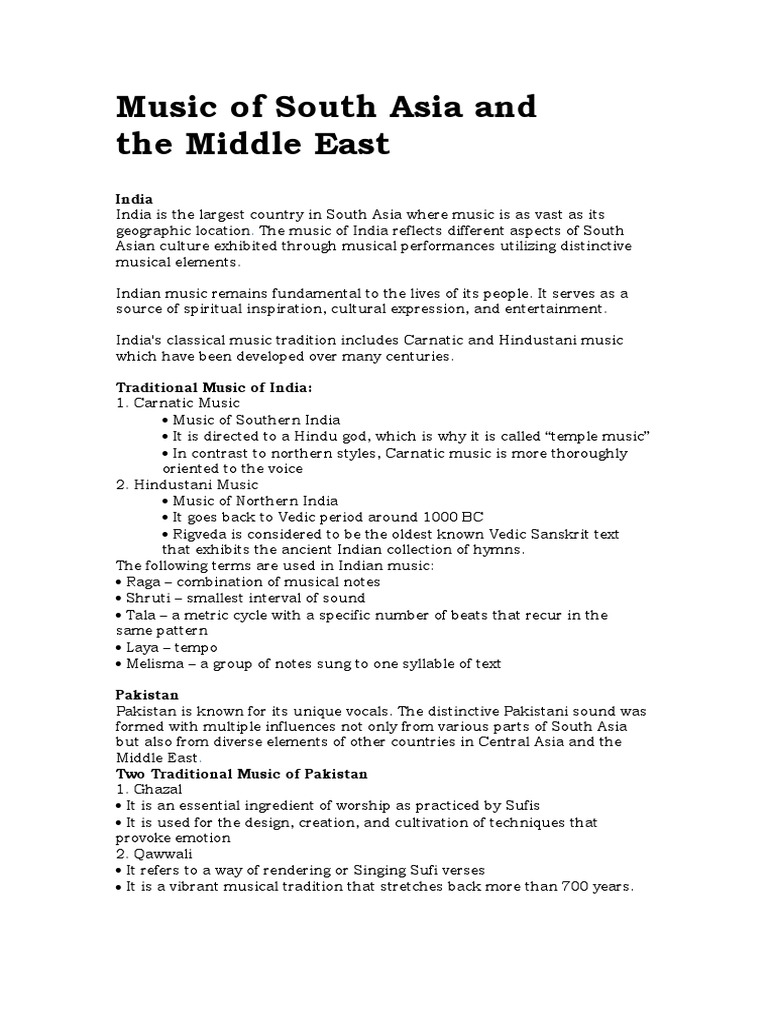 Music of South Asia and Middle East | PDF | Performing Arts