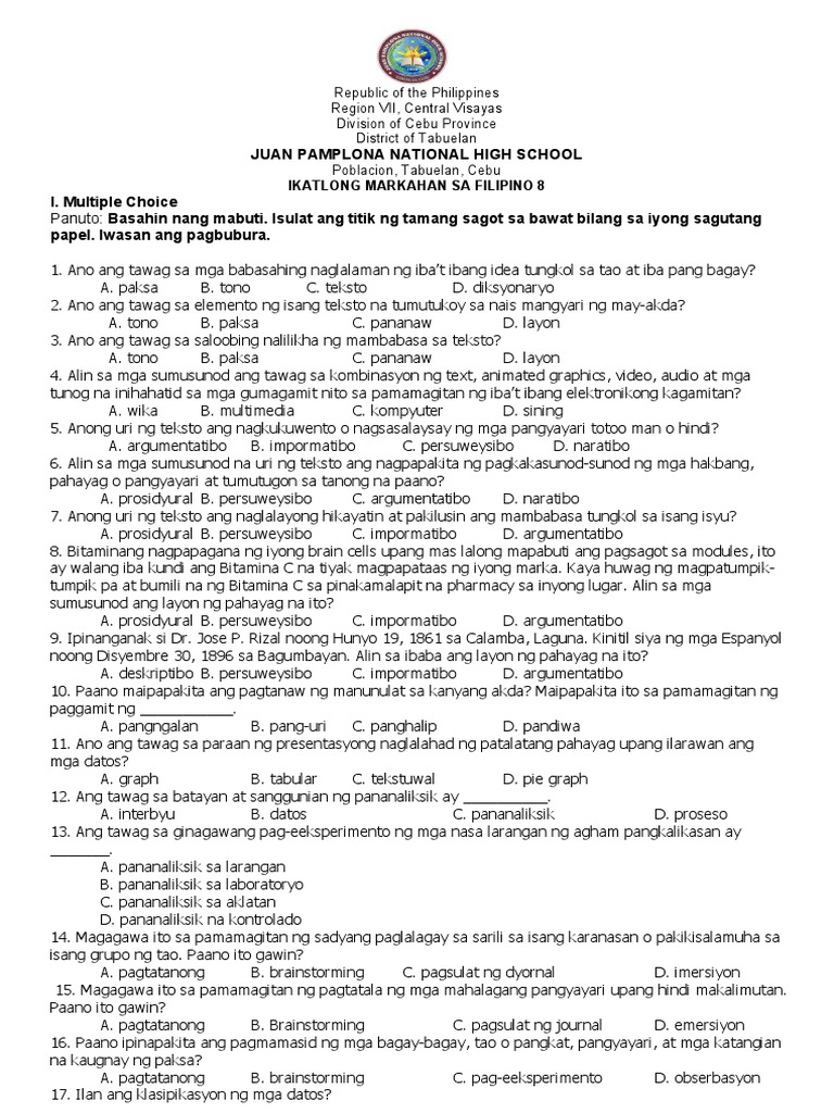 Ikatlong Markahan-Filipino | PDF