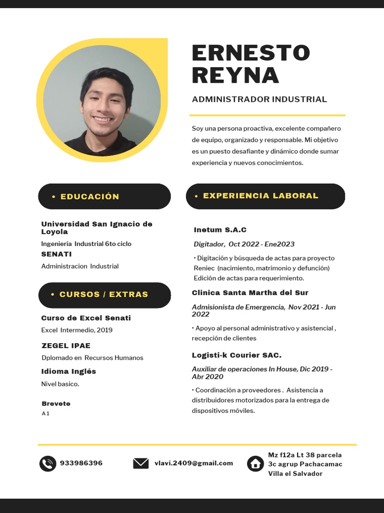 Cv. Ernesto Reyna | PDF | Business